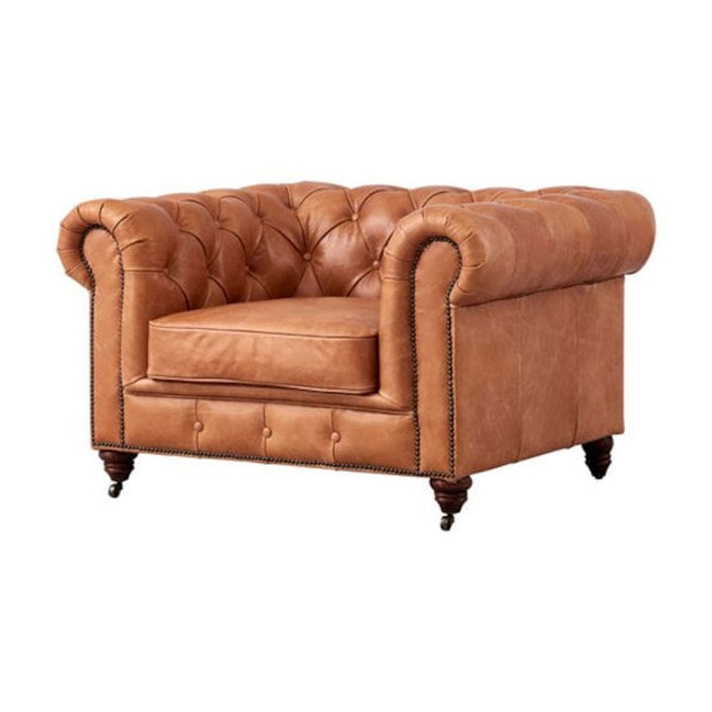 Crafters and Weavers Craftsman Mission Leather Arm Chair in Light ...