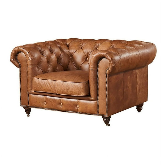 Crafters and Weavers Craftsman Mission Leather Arm Chair in Light ...