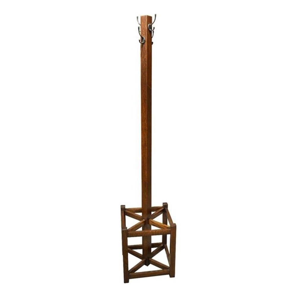 Crafters and Weavers Mission Coat Rack with Umbrella Stand in Walnut ...