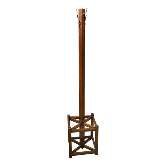 Crafters and Weavers Mission Coat Rack with Umbrella Stand in Walnut ...