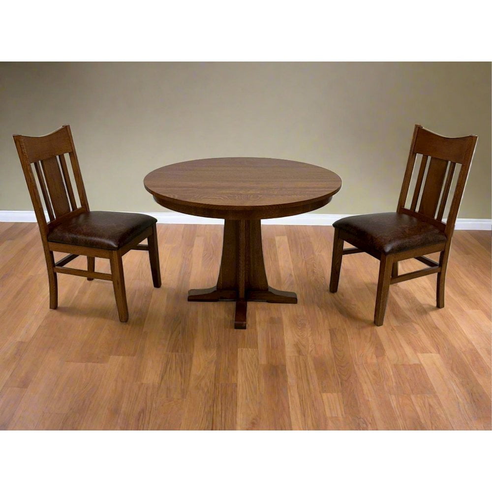 Crafters and Weavers Mission Quarter Sawn Oak Round Dining Table Set ...