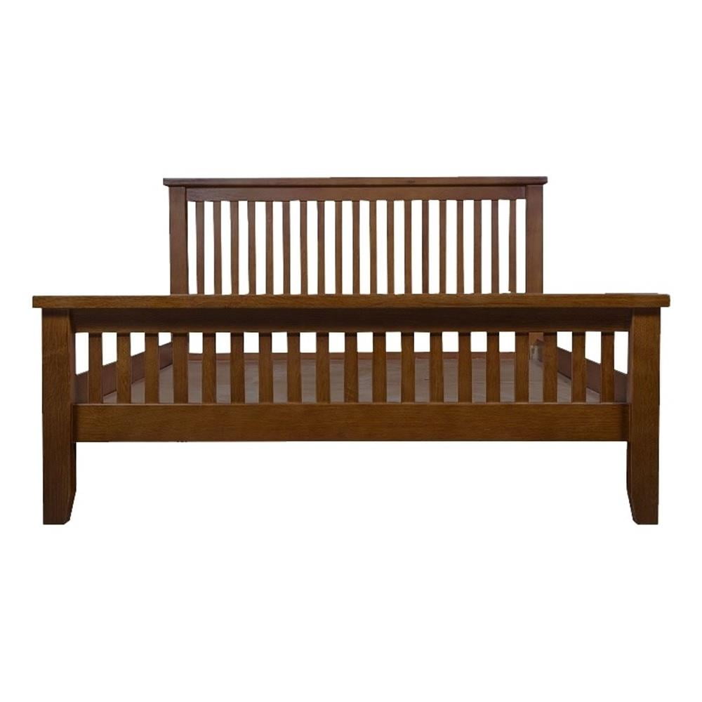 Crafters and Weavers Mission Quarter Sawn Oak Slat Queen Bed in Walnut ...
