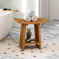 Craftian 18" Shower Bench with Storage Shelf, Teak Wood Waterproof Non ...