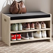 KASLANDI Shoe Rack Bench with Cushion, 2-Tier Dog Shoe Bench Cute, Wood ...