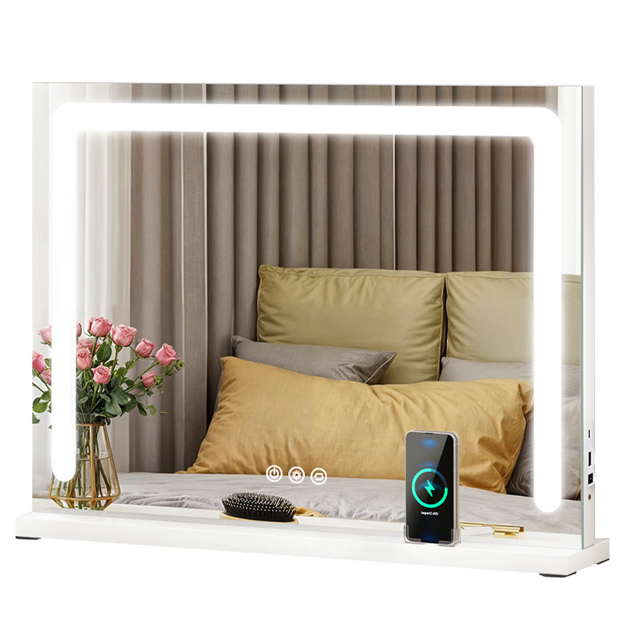 Craftian 23''x17'' Vanity Mirror with LED Lights & USB, Vanity Makeup ...