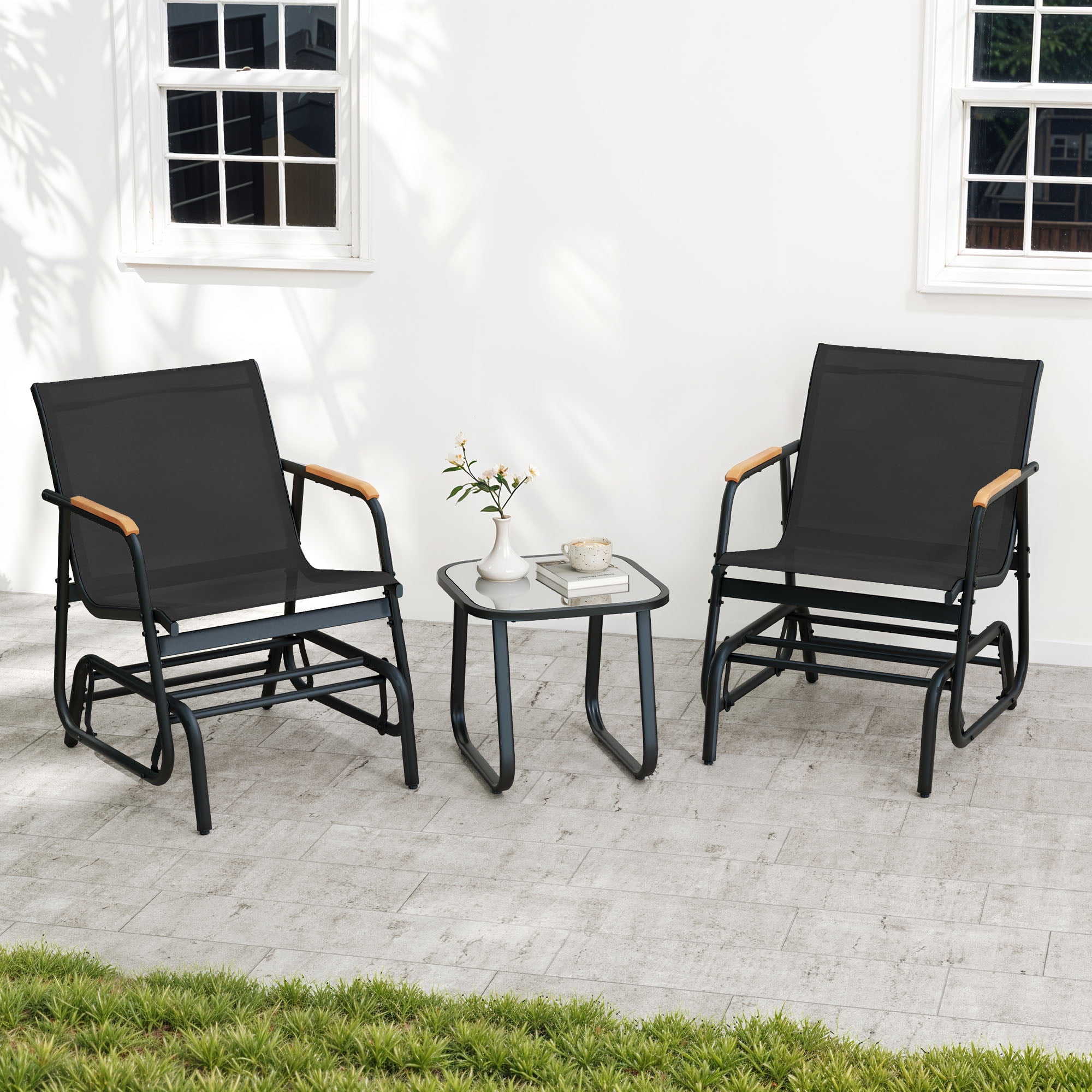 Craftian 3 Piece Outdoor Patio Furniture Set Textilene Patio Bistro Set ...