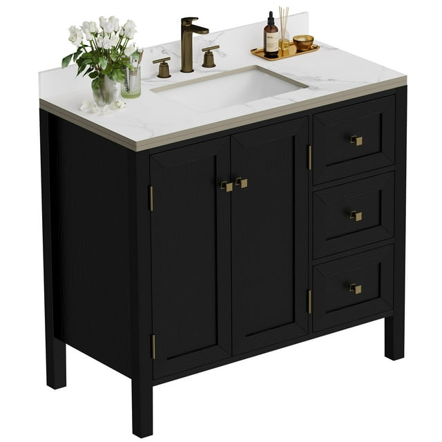 Craftian 36'' Modern Bathroom Vanity with Sink Combo & Splash Guard ...