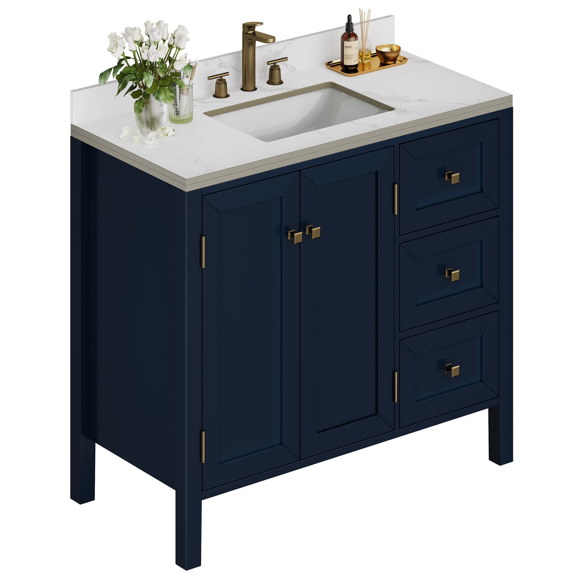 Craftian 36'' Modern Bathroom Vanity with Sink Combo & Splash Guard ...