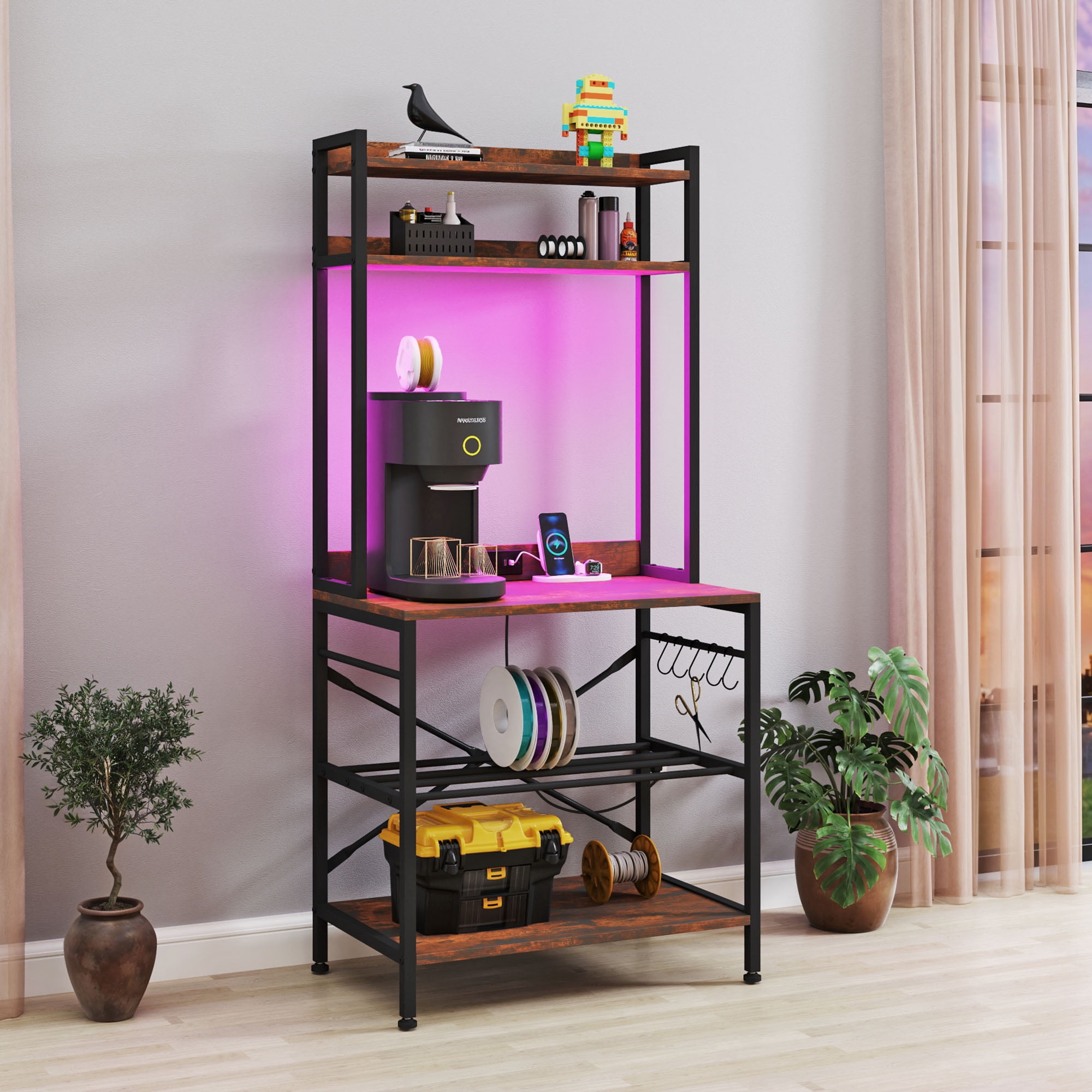 Craftian 3D Printer Storage Stand with LED Lights, Kitchen Bakers Rack ...