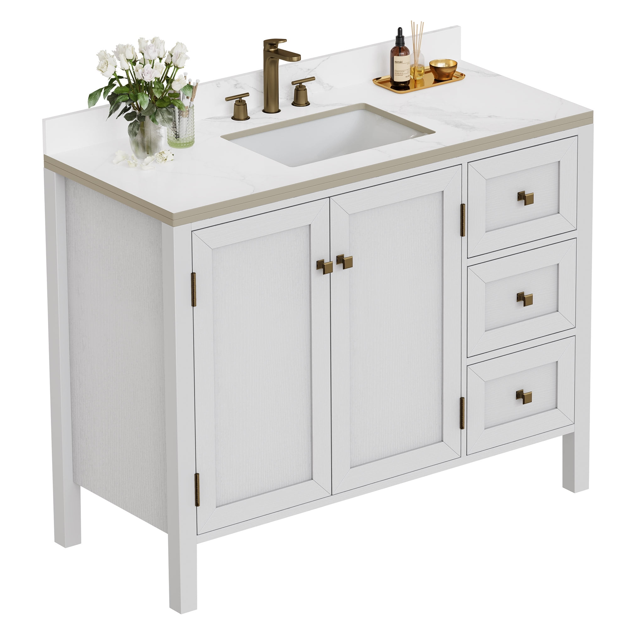 Craftian 40'' Modern Bathroom Vanity with Sink Combo & Splash Guard ...
