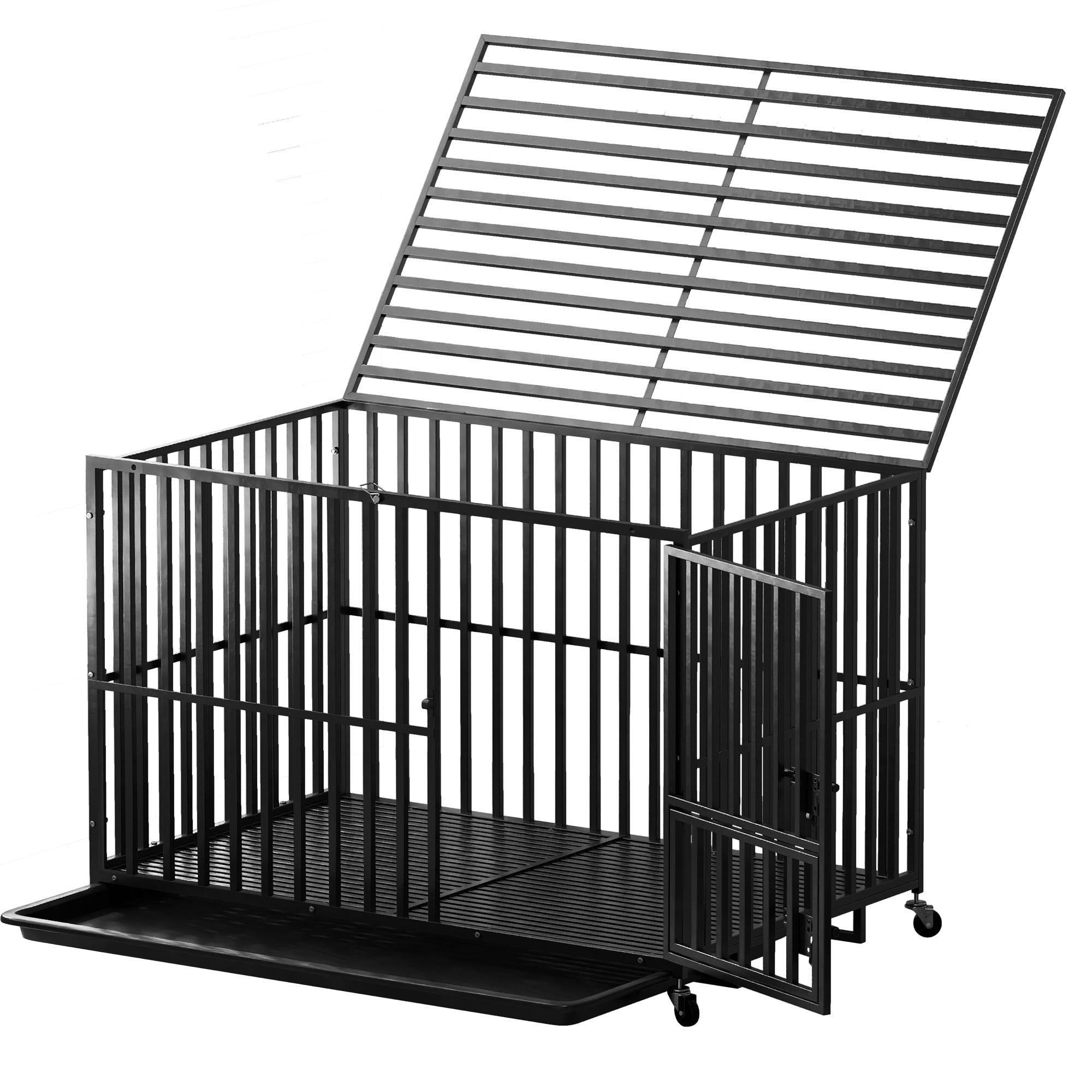Craftian 42 Inch Heavy Duty Dog Crate with Lockable Wheels, Extra Large ...