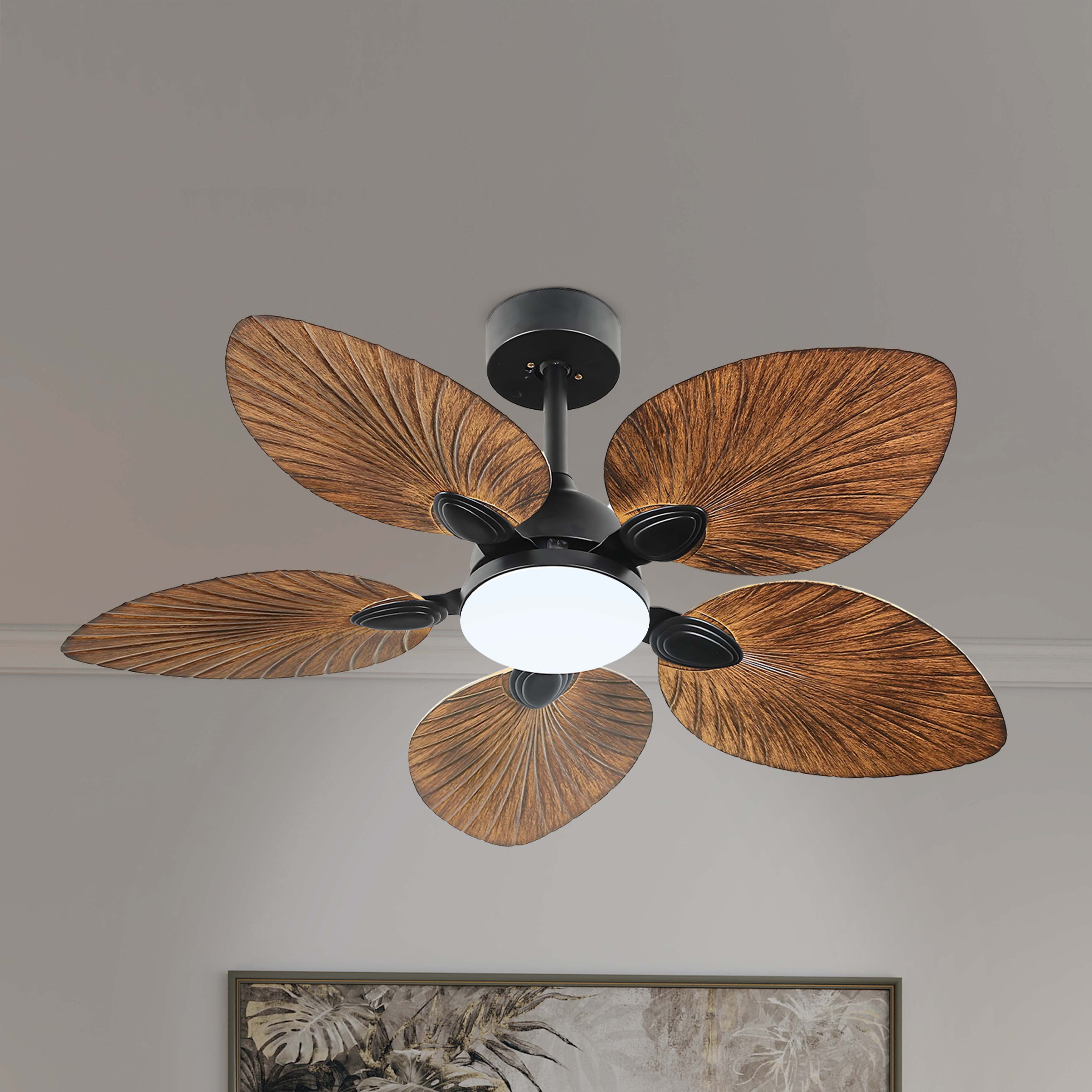 Craftian 42" Tropical Smart Ceiling Fan with LED Light & Remote, Alexa ...