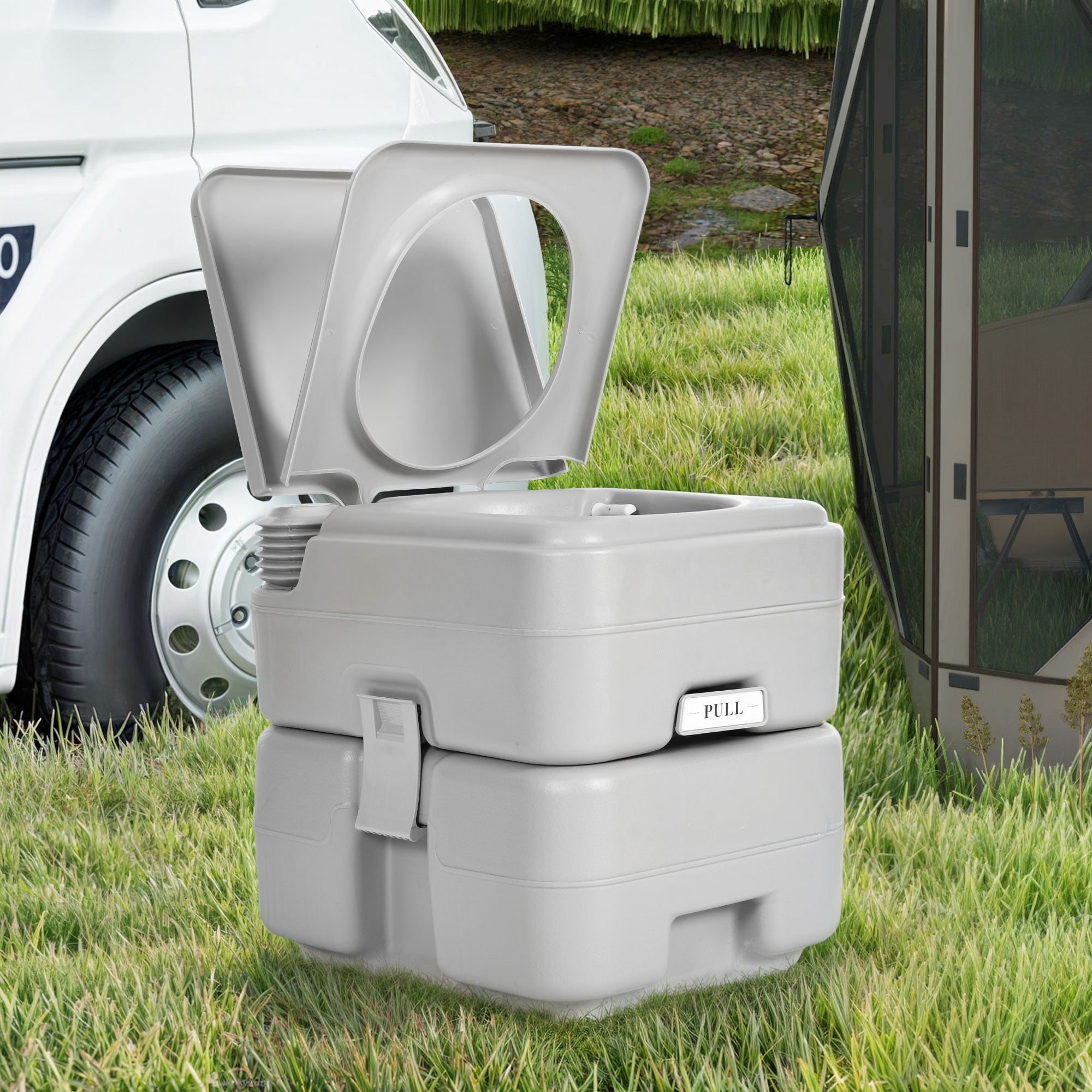Craftian 5.8 Gallon Portable Toilet with Press Pump Flush for Camping ...