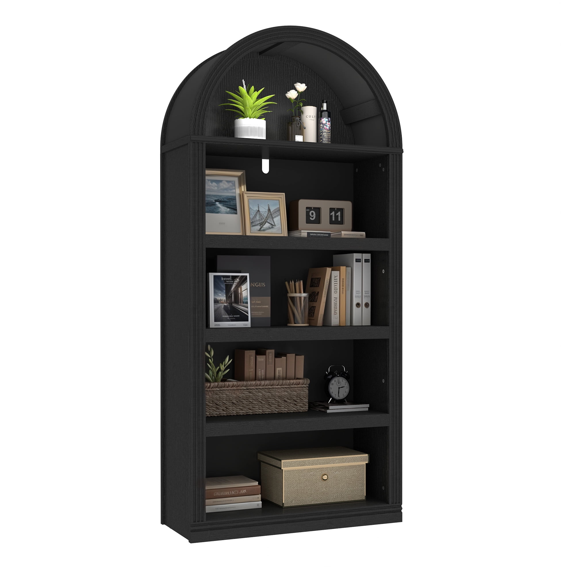 Craftian 5 Tiers Arched Bookshelf, 68.5" Tall Modern Bookcase Display ...