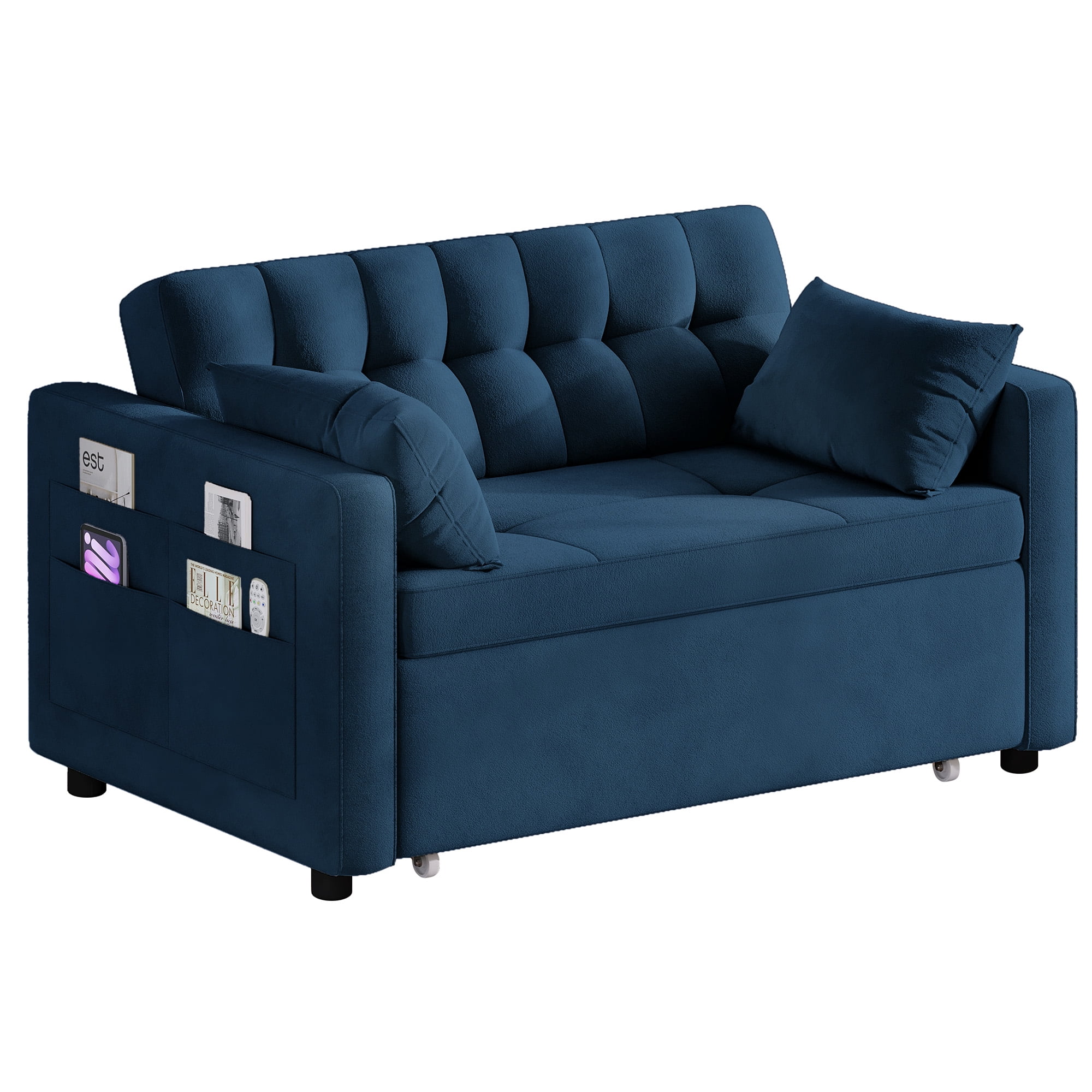 Craftian 55.5" Pull Out Sofa Bed with Reclining Backrest and Side ...