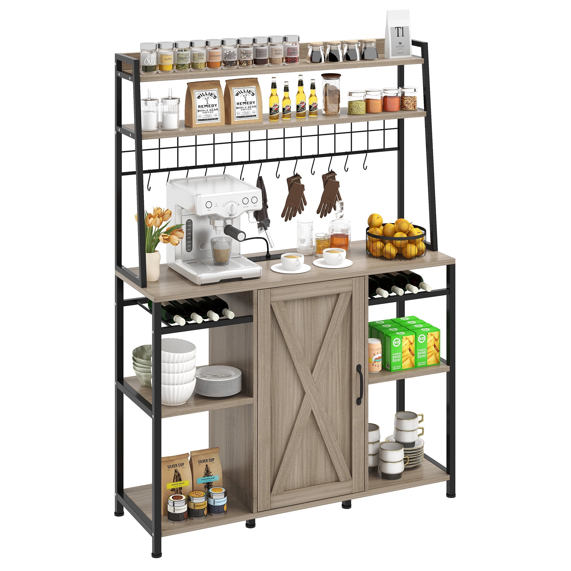 Craftian 6-Tier Kitchen Bakers Rack with Power Outlets, Farmhouse ...