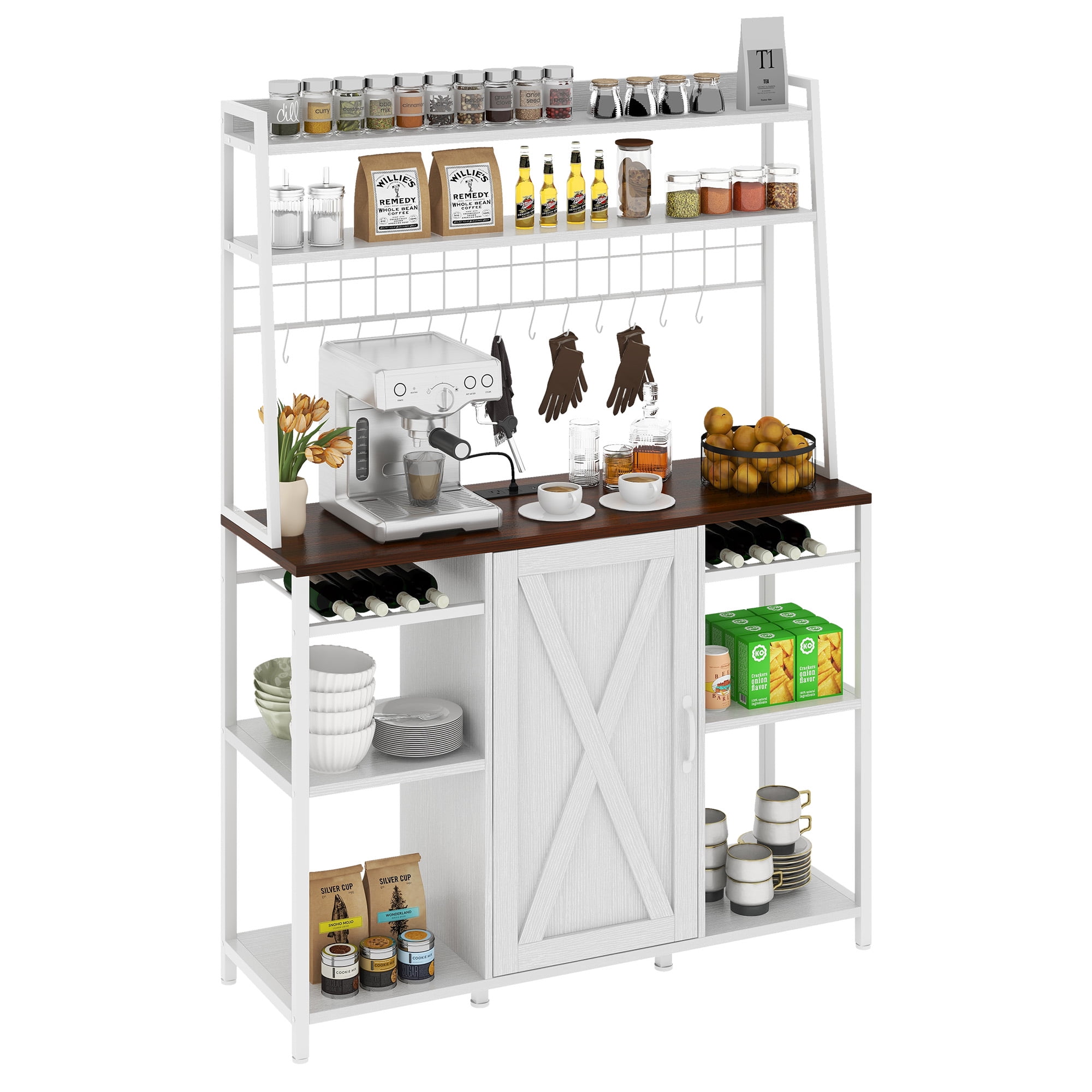 Craftian 6-Tier Kitchen Bakers Rack with Power Outlets, Farmhouse ...