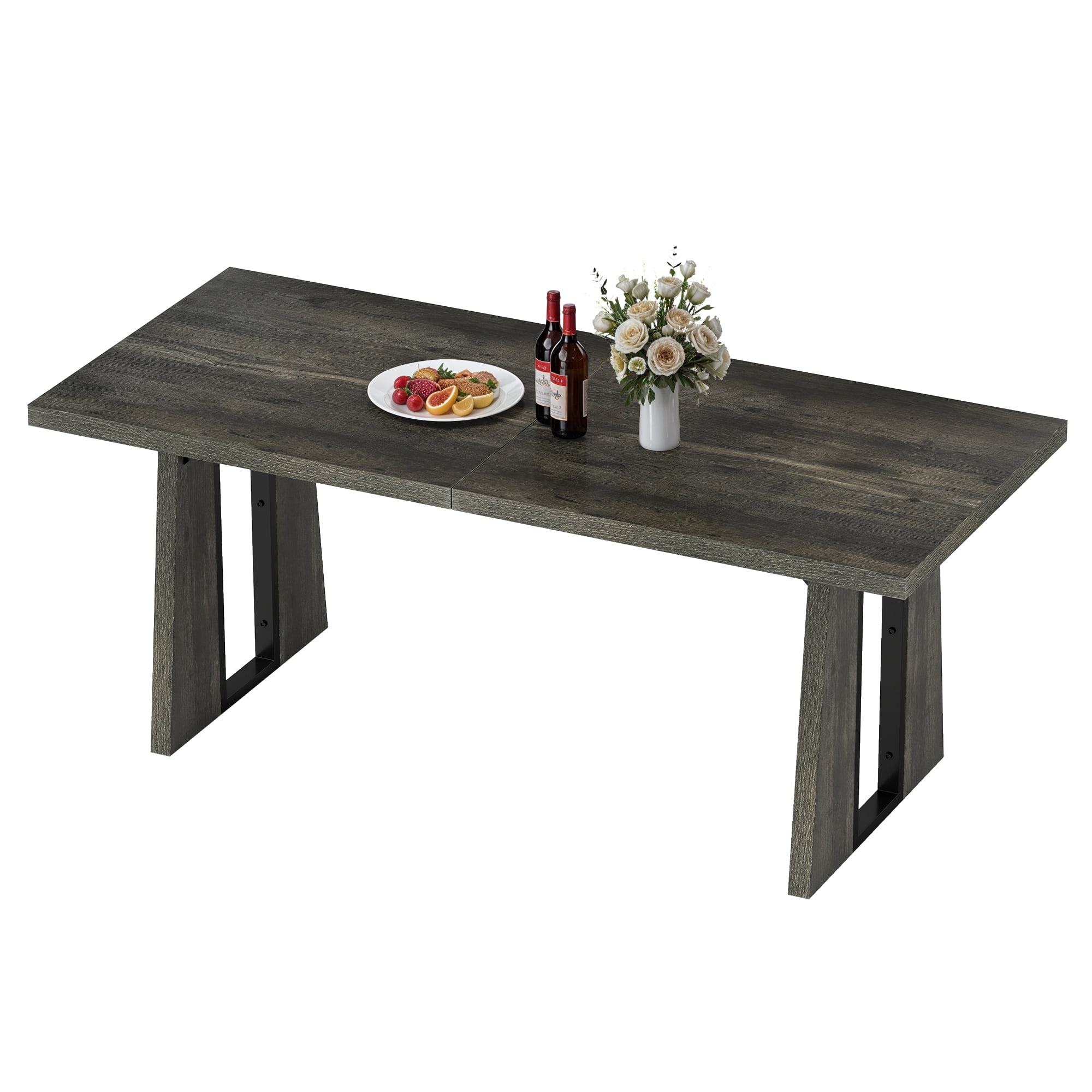 Craftian 63" Wood Dining Table for 4-6 Person, Farmhouse Rectangle ...