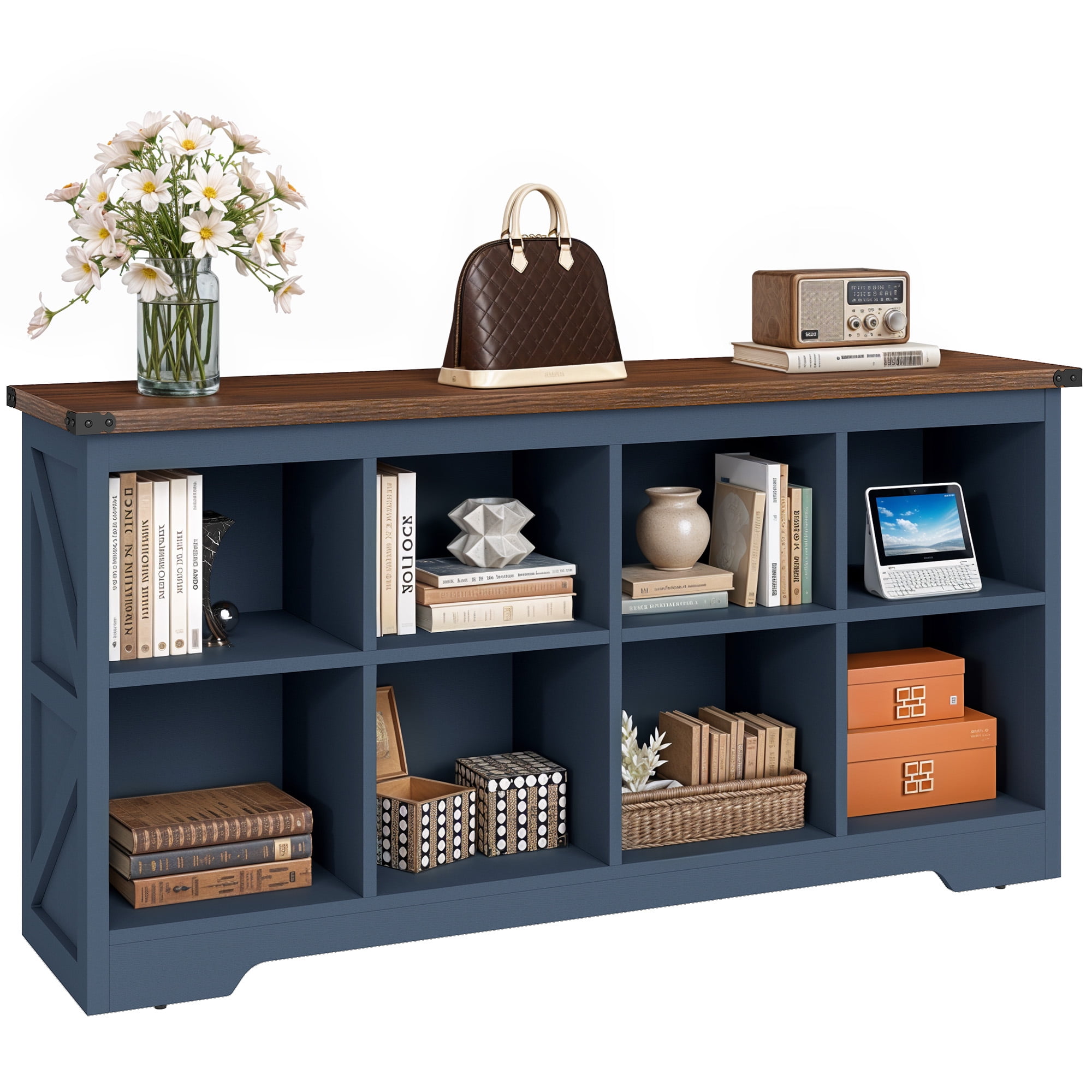 Craftian 8 Cube Organizer Bookcase, Farmhouse Cubby Bookcase ...