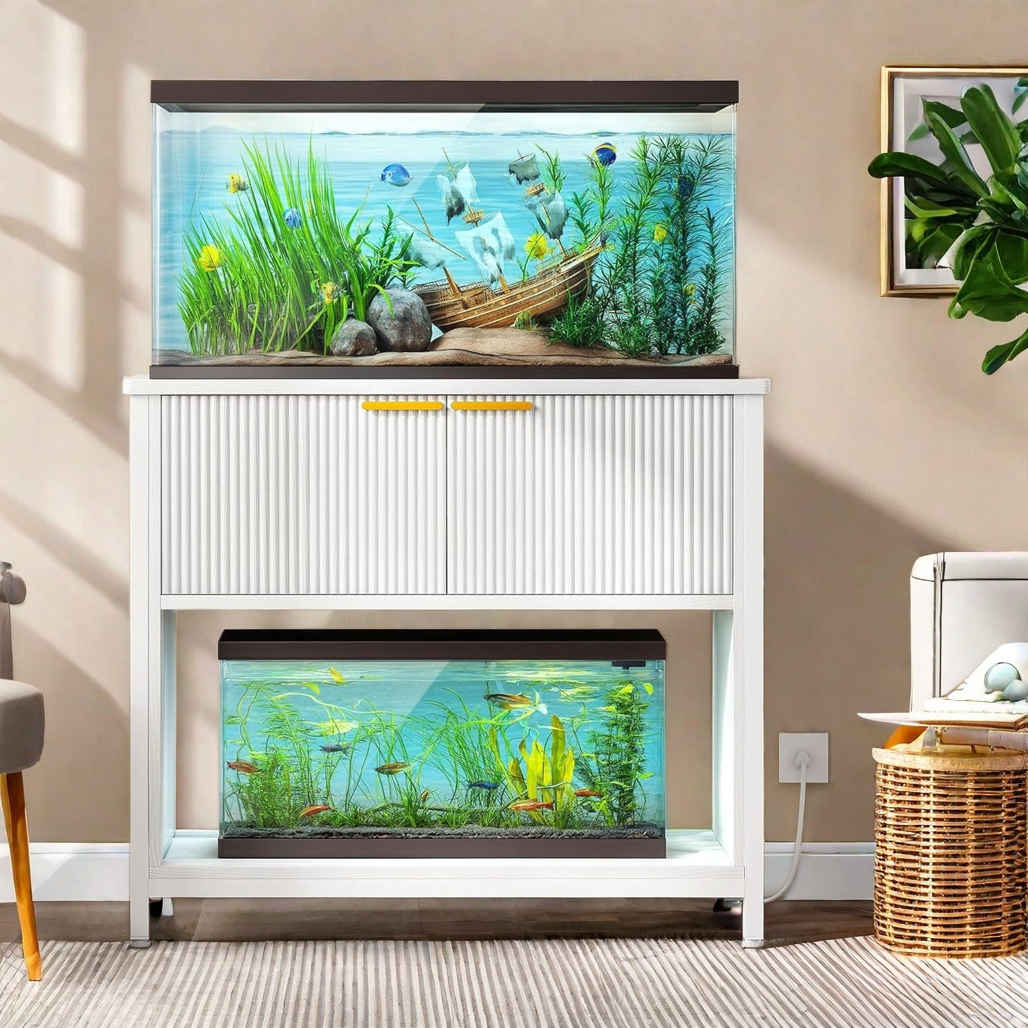 Craftian Aquarium Stand with Power Outlets, 40-55 Gallon Fish Tank ...