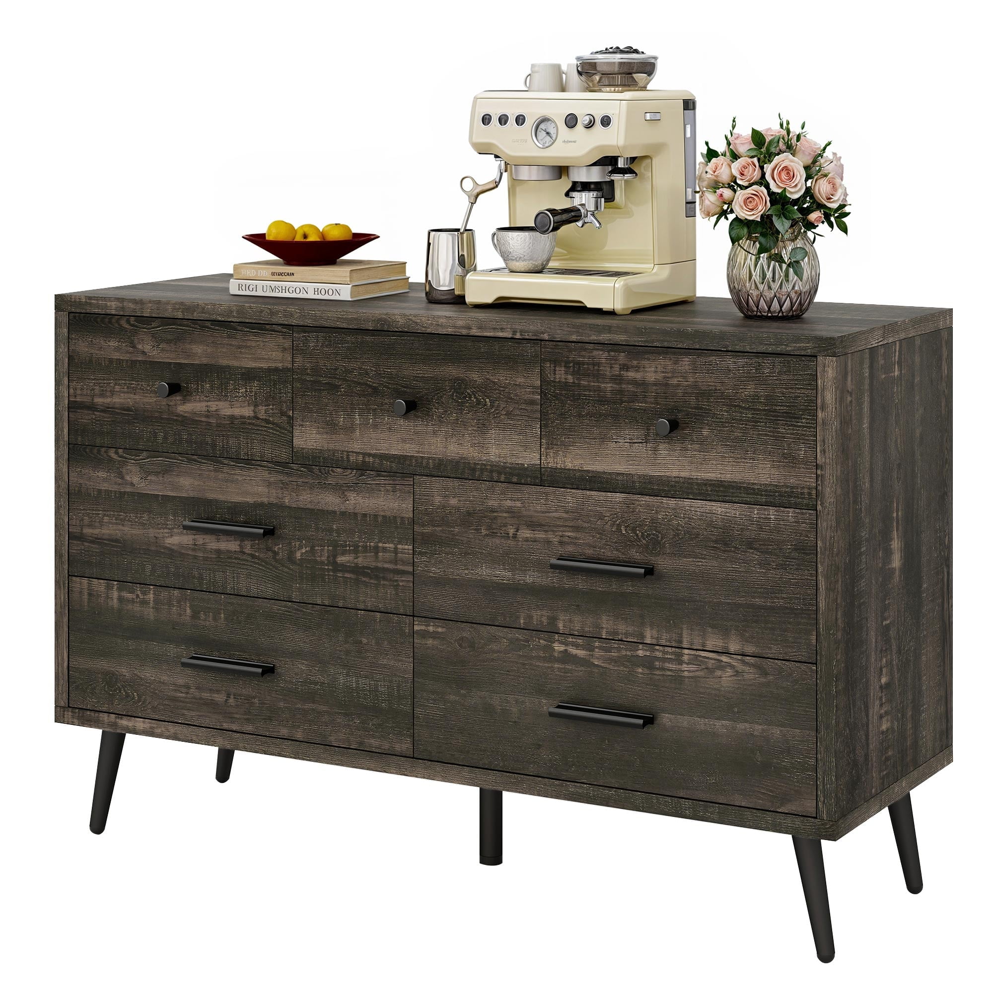 Craftian Chest of Drawer with Anti-Tipping, 7 Double Drawer Dresser ...