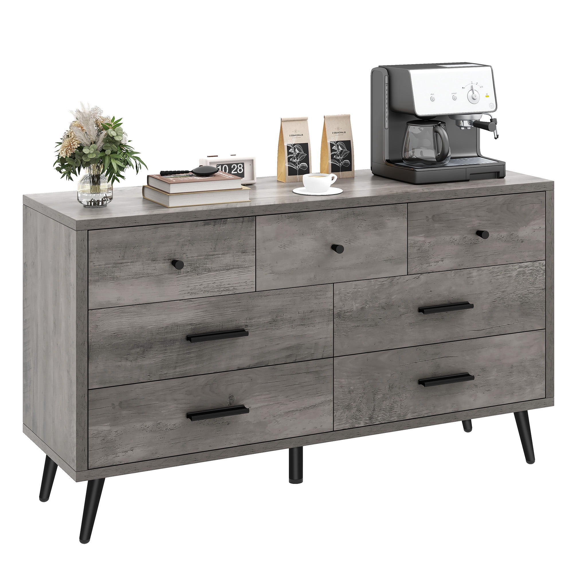 Craftian Chest of Drawer with Anti-Tipping, 7 Double Drawer Dresser ...