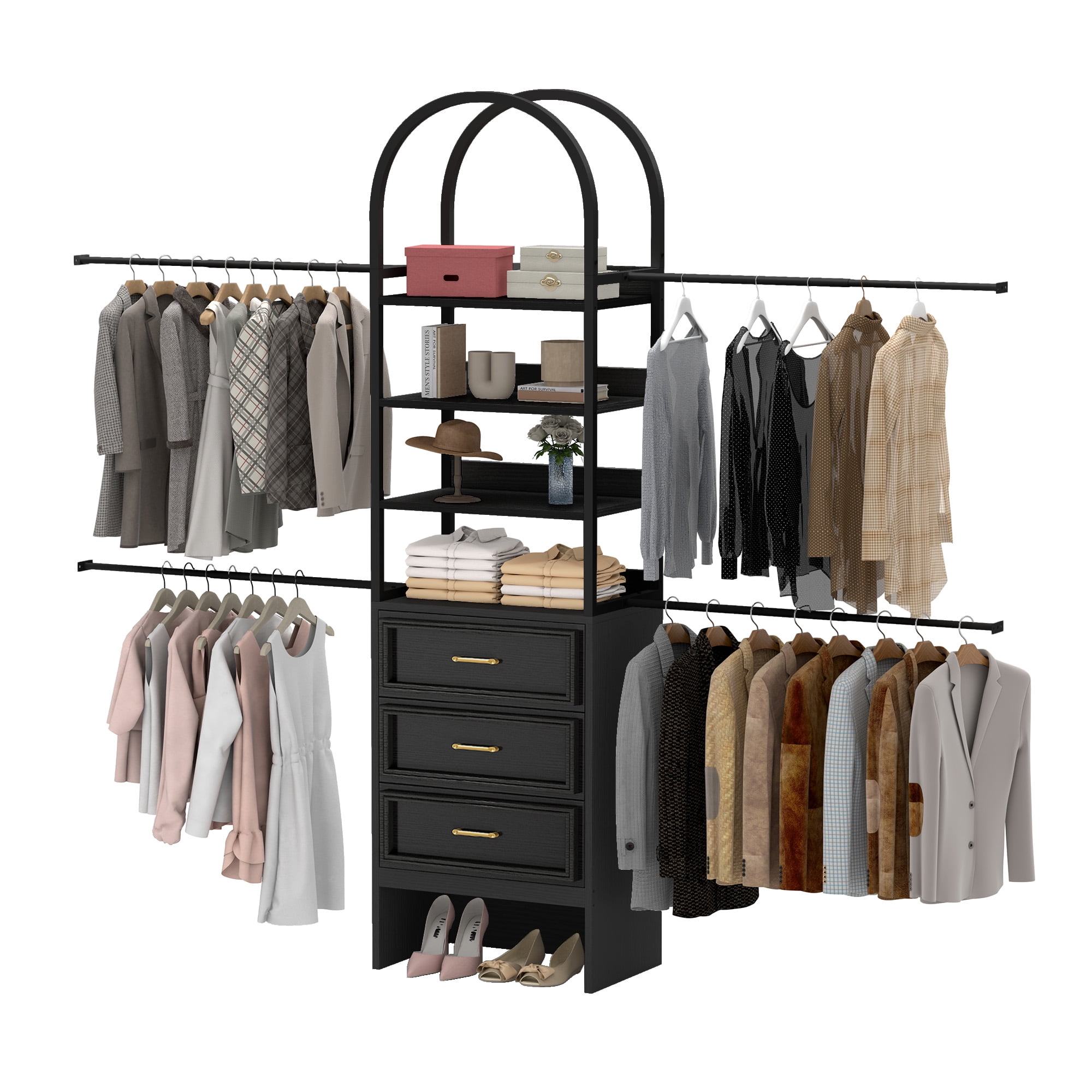 Craftian Closet System, Walk-In Closet Organizer w/ 3 Drawers, Heavy ...
