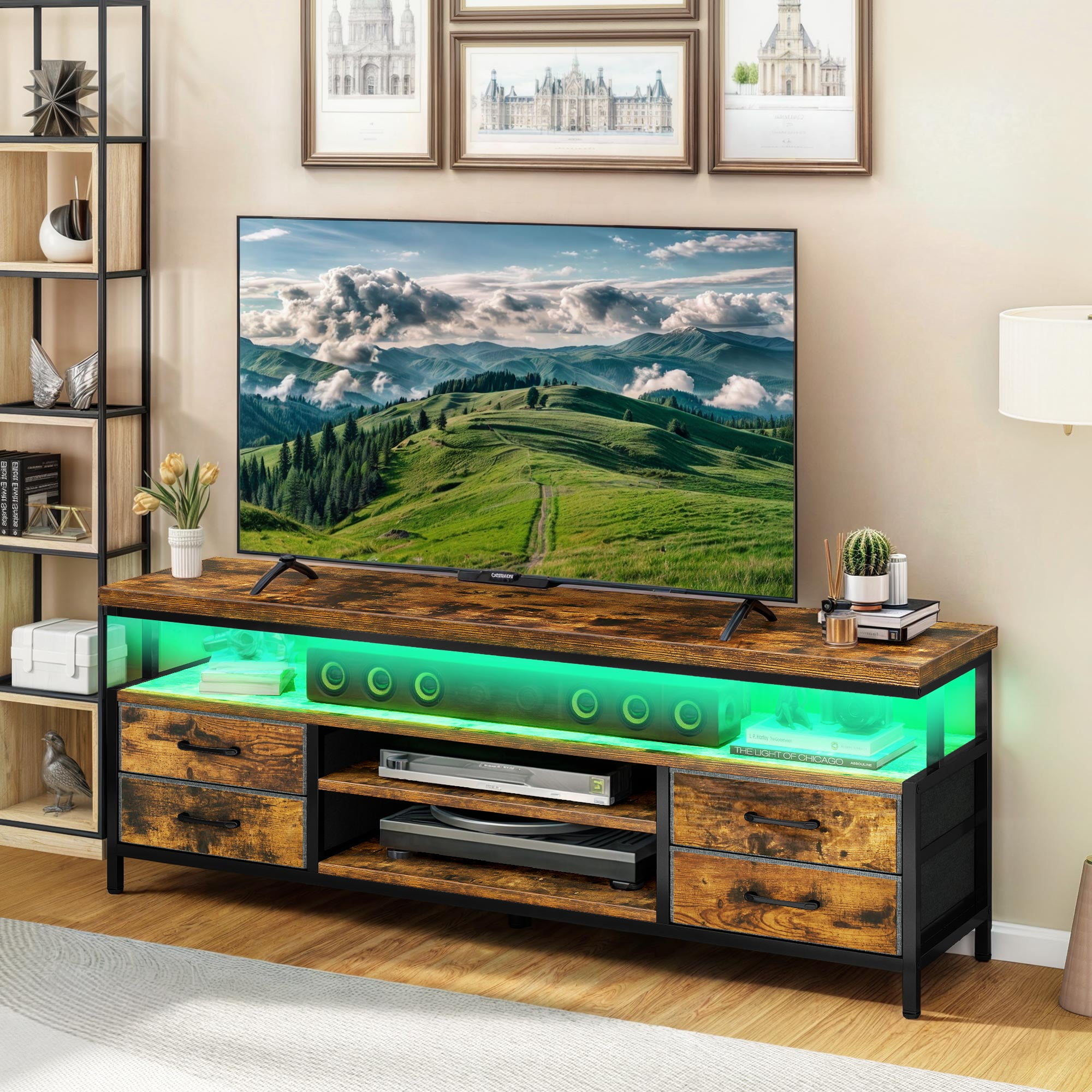 Craftian Industrial LED TV Stands for TV up to 70 inch, Entertainment ...