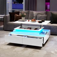 Hommpa Lift Top Coffee Table with LED Light 4 Tier Modern Center Tables ...