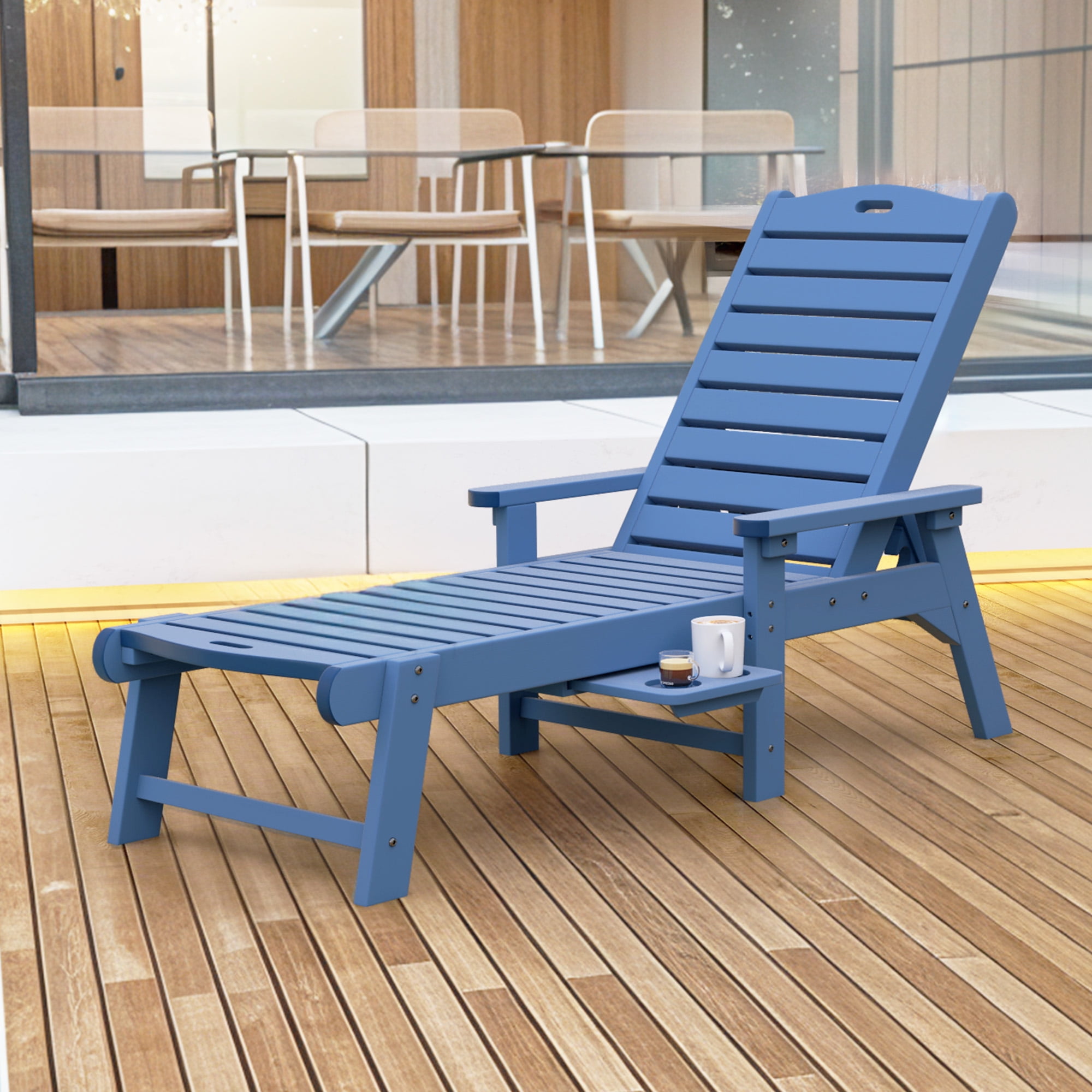 Craftian Outdoor Chaise Lounge Chair with Adjustable Backrest, Heavy ...