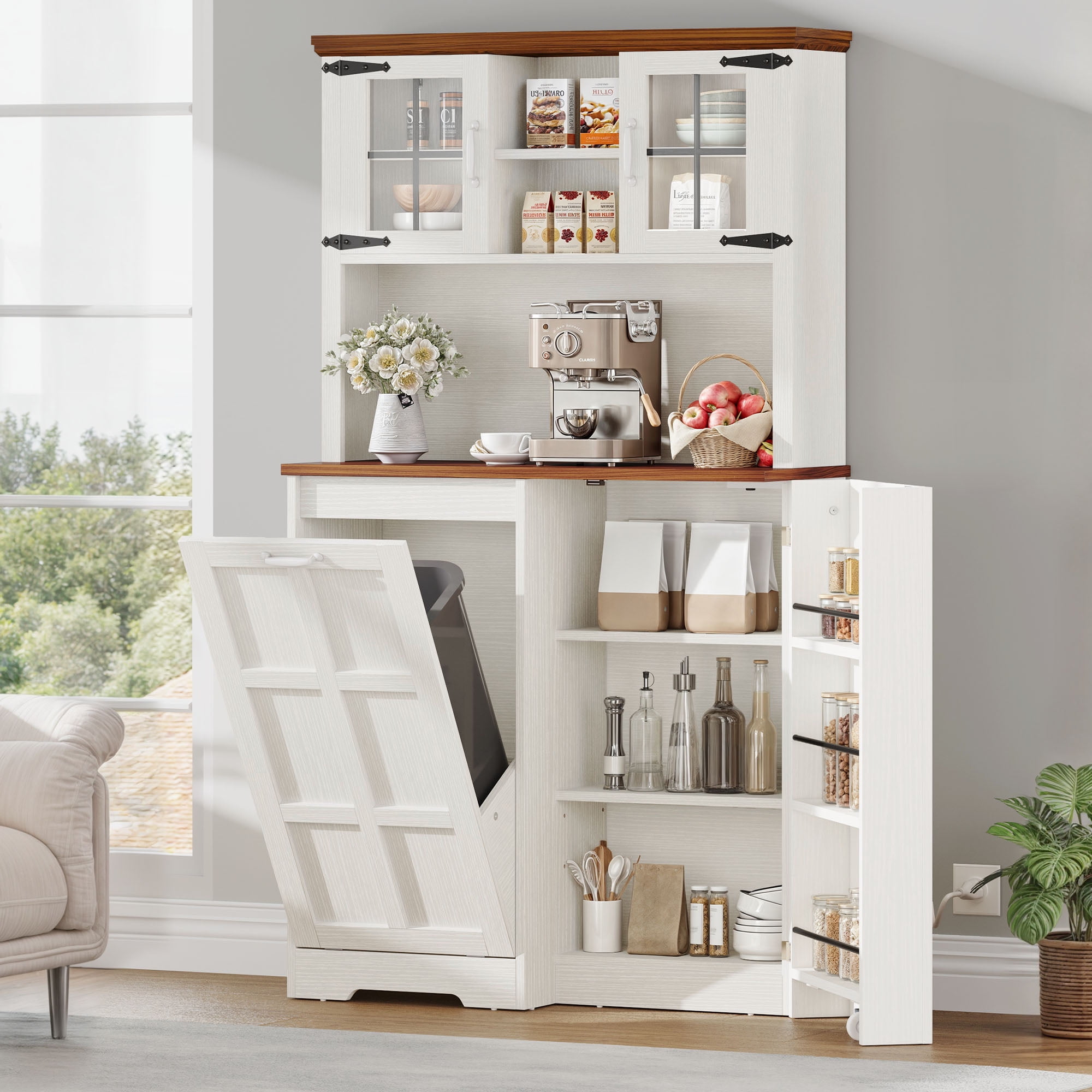 Craftian Pantry Cabinet with Doors & Shelves, Kitchen Pantry Tilt Out ...