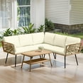 Craftian Patio Conversation Set, 4 Pieces Outdoor Furniture Set with L ...