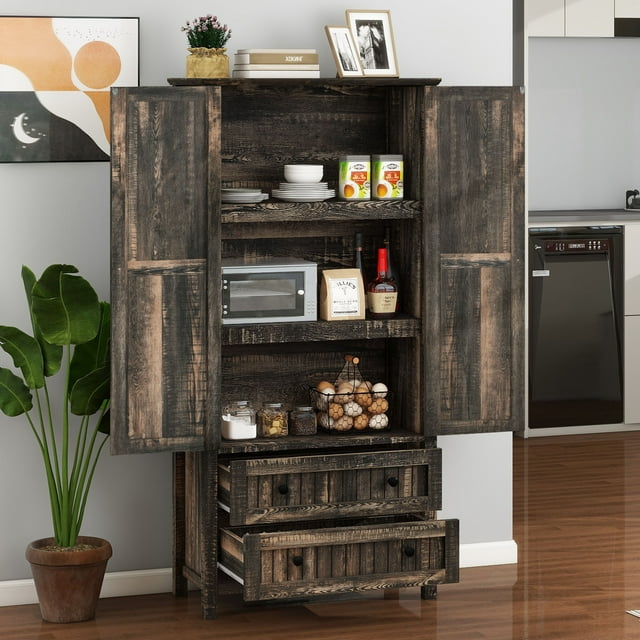 Craftian Tall Kitchen Pantry Cabinet with Drawers & Doors, Storage ...