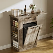 PULUOMIS Wooden Indoor Double Garbage Storage Trash Can with ...