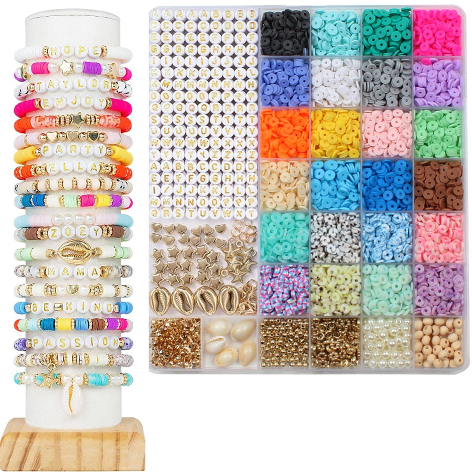 Crafting 24 Colors 4800PCS Soft Clay Set with Letter Beads and Elastic ...