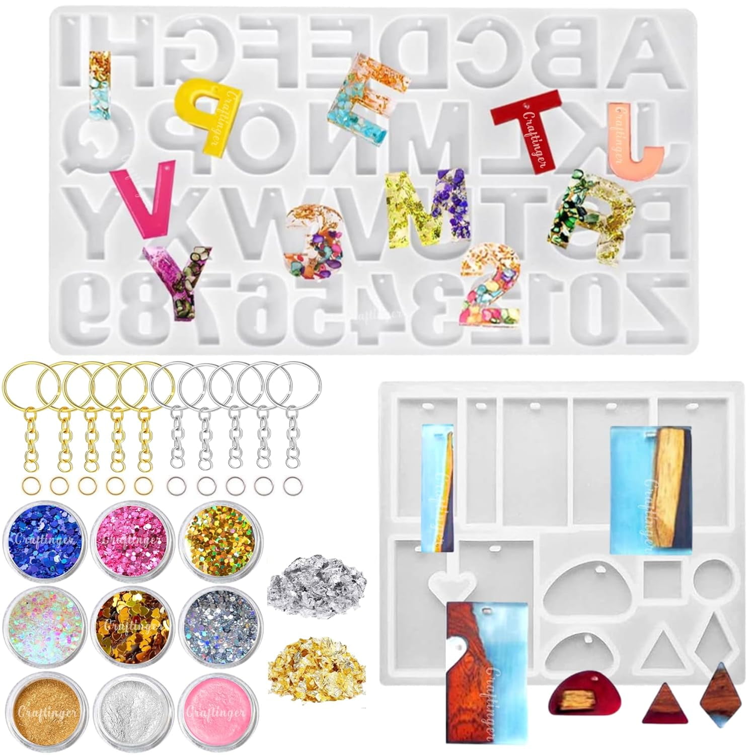 Craftinger DIY Alphabet Keychain Making Mould Kit Set for Resin Art ...
