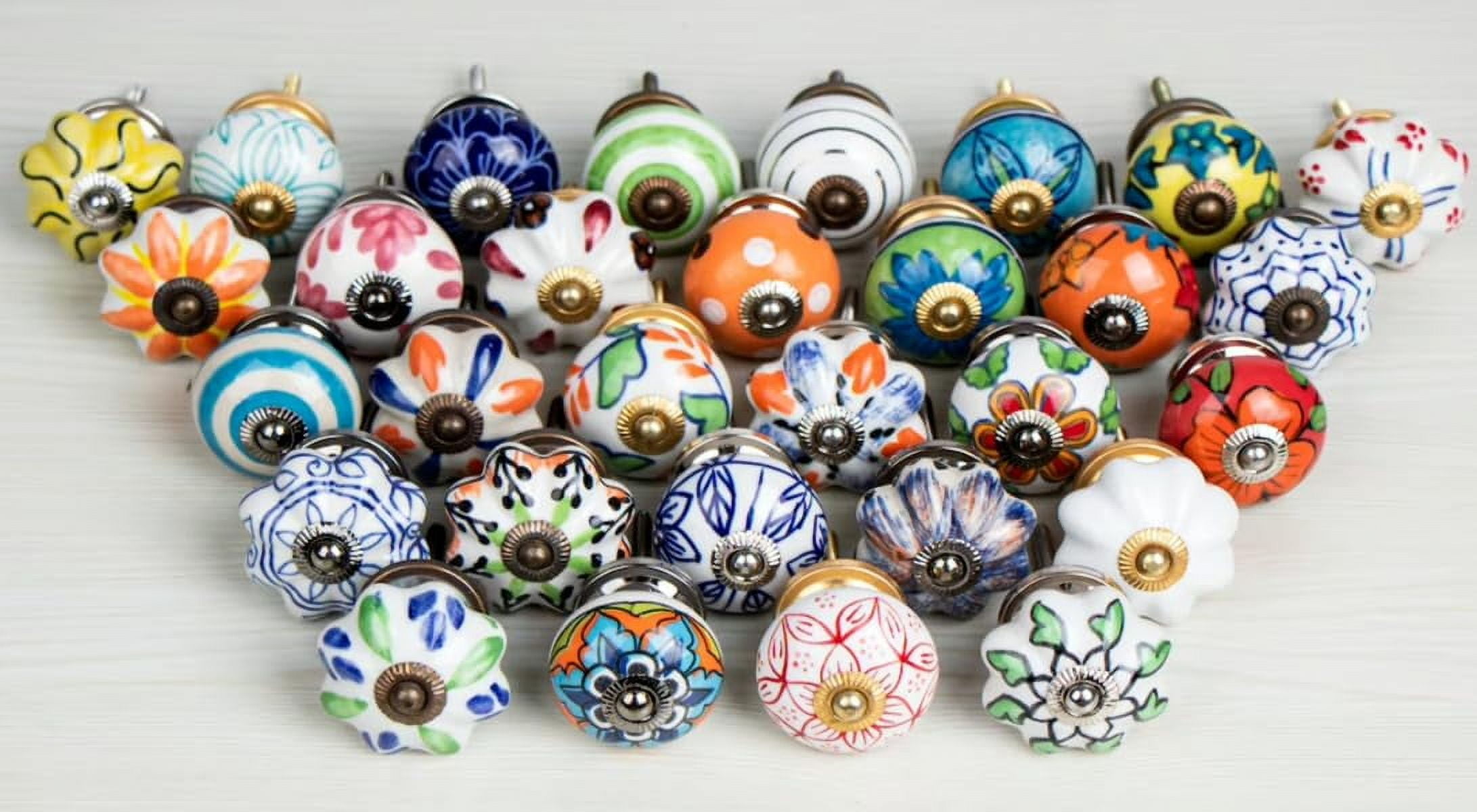 Craftintegration Cabinet Knobs and Pulls - Indian Vintage Pottery Ceramic Kitchen Cupboard ...