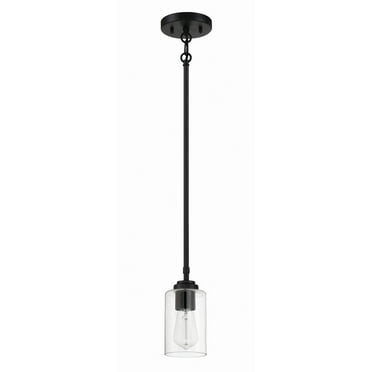 Industrial Matte Black Pendant Light Rod Hung , Adjustable Height ...