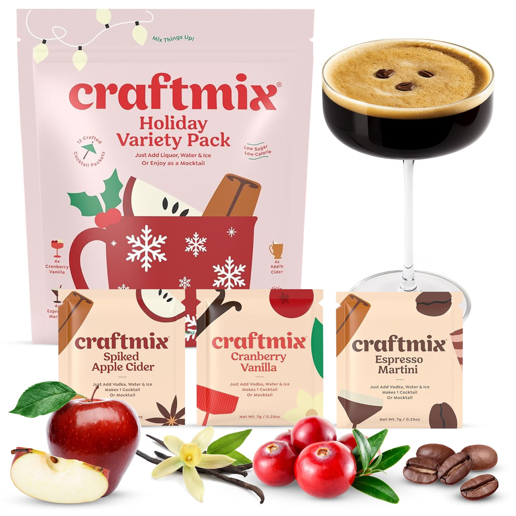 Craftmix Holiday Variety Cocktail & Mocktail Drink Mixer, Skinny Mixes ...