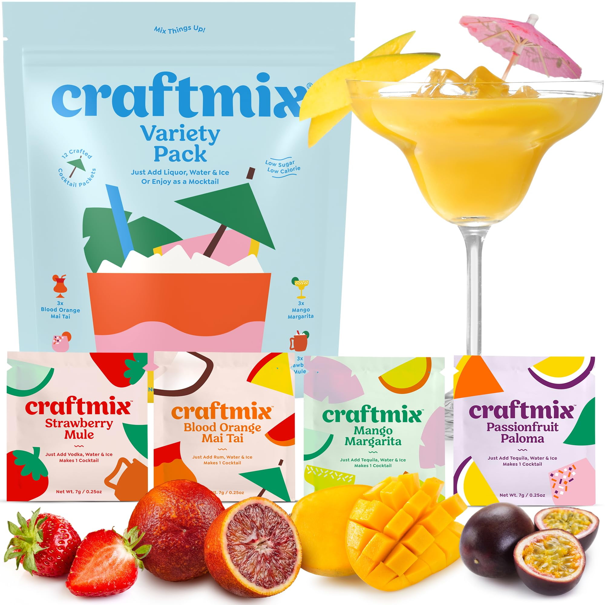 Craftmix Variety Pack, Makes 12 Drinks, Skinny Cocktail Mixers ...