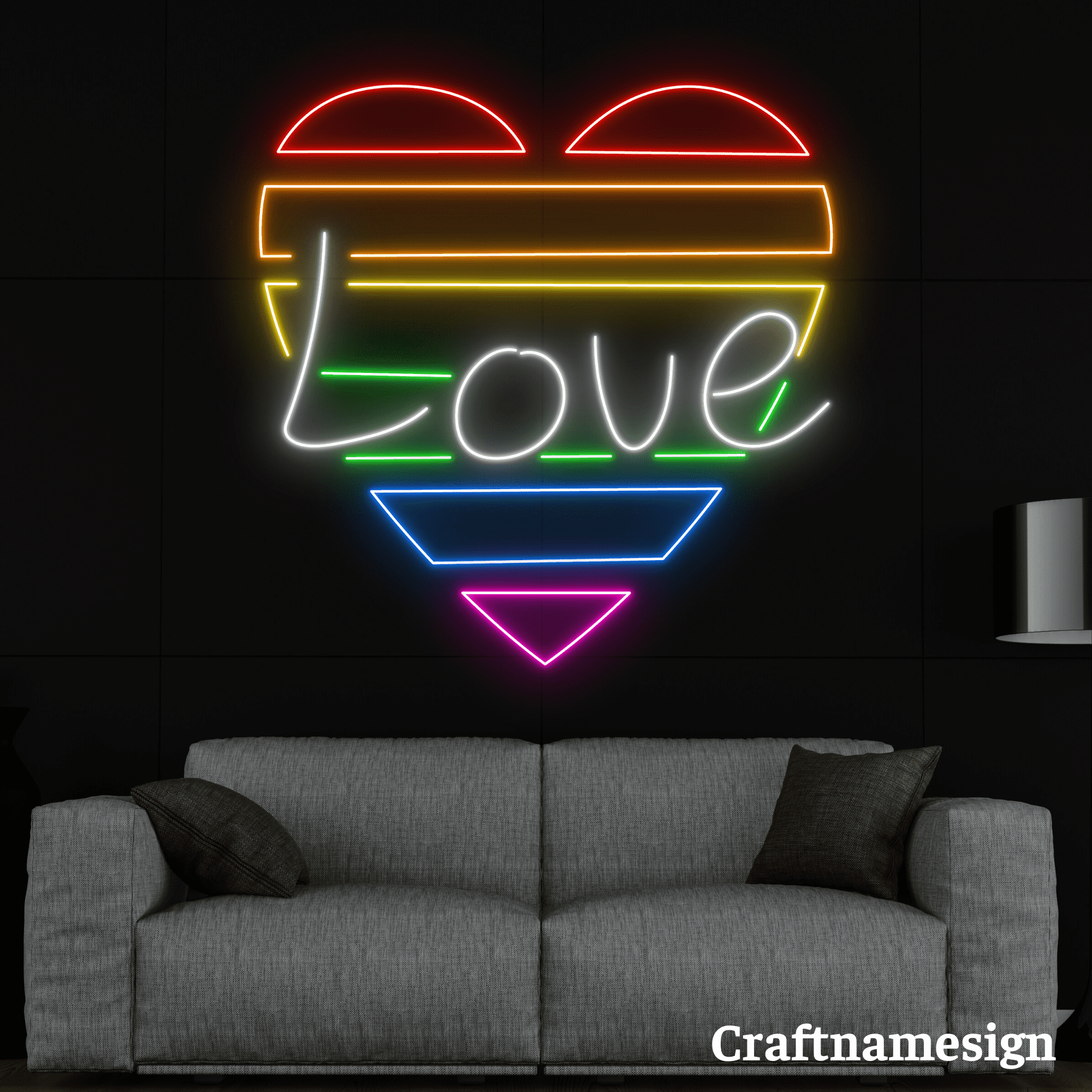Craftnameisign Love Rainbow Heart Neon Sign for Bedroom Happy Pride ...