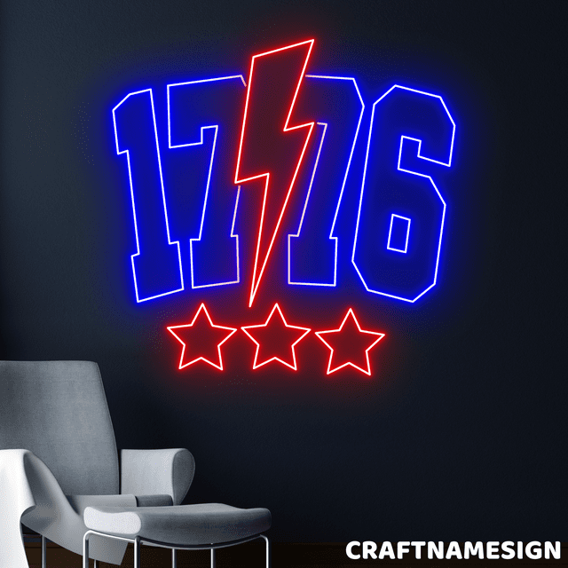 Craftnamesign 1776 Neon Sign, Happy 4th Of July Wall Art, America Party ...