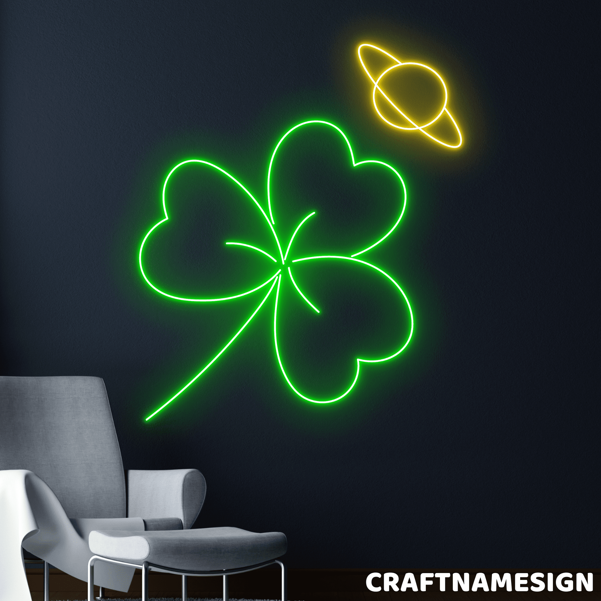 Craftnamesign 3 Leaf Clover Neon Sign, Living Room Wall Decor, Kids ...