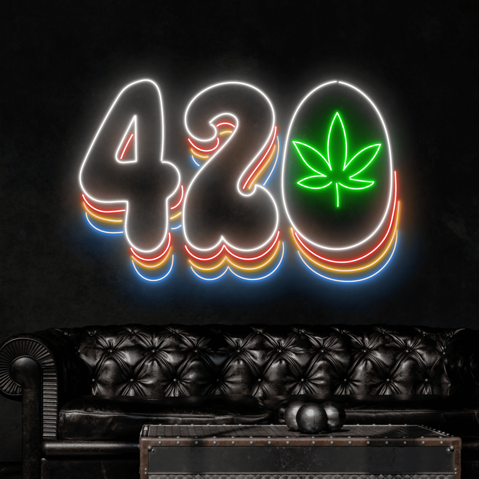 Craftnamesign 420 Weed Leaf Neon Sign, Weed Leaf Wall Art, Bar Wall ...