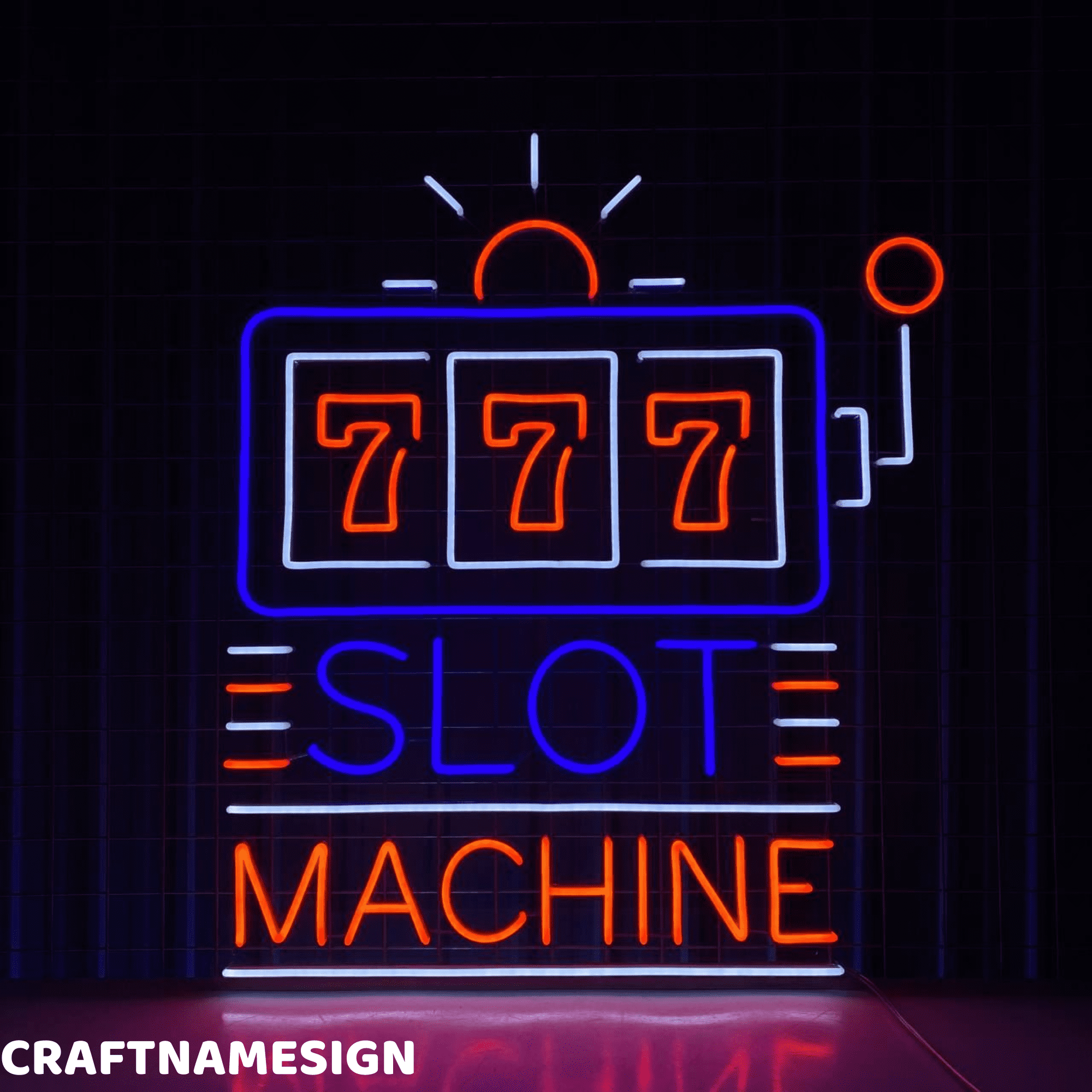 Craftnamesign 777 Slot Machine Neon Sign, Game Room Wall Decor, Jackpot ...