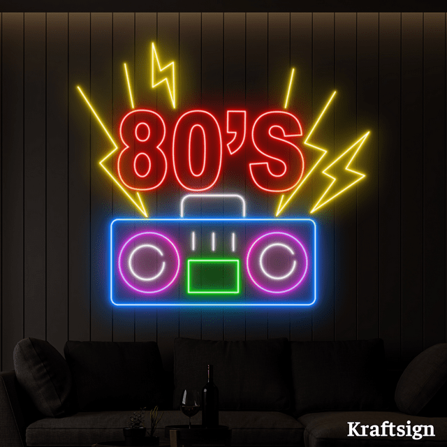 Craftnamesign 80's Neon Sign, Party LED Sign, Bar Club 80's Style Wall ...