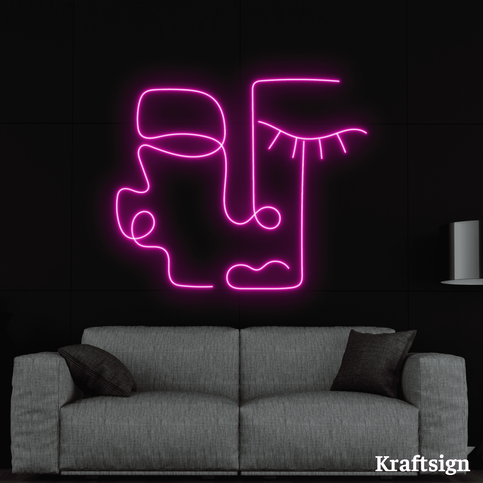 Craftnamesign Abstract Face Line Art Neon Sign Bedroom Decor Noel