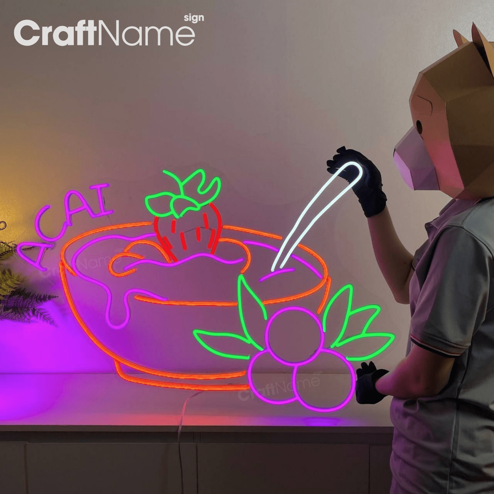 Craftnamesign Acai Bowl Led Light for Acai Smoothie Bar, Brazilian Acai ...