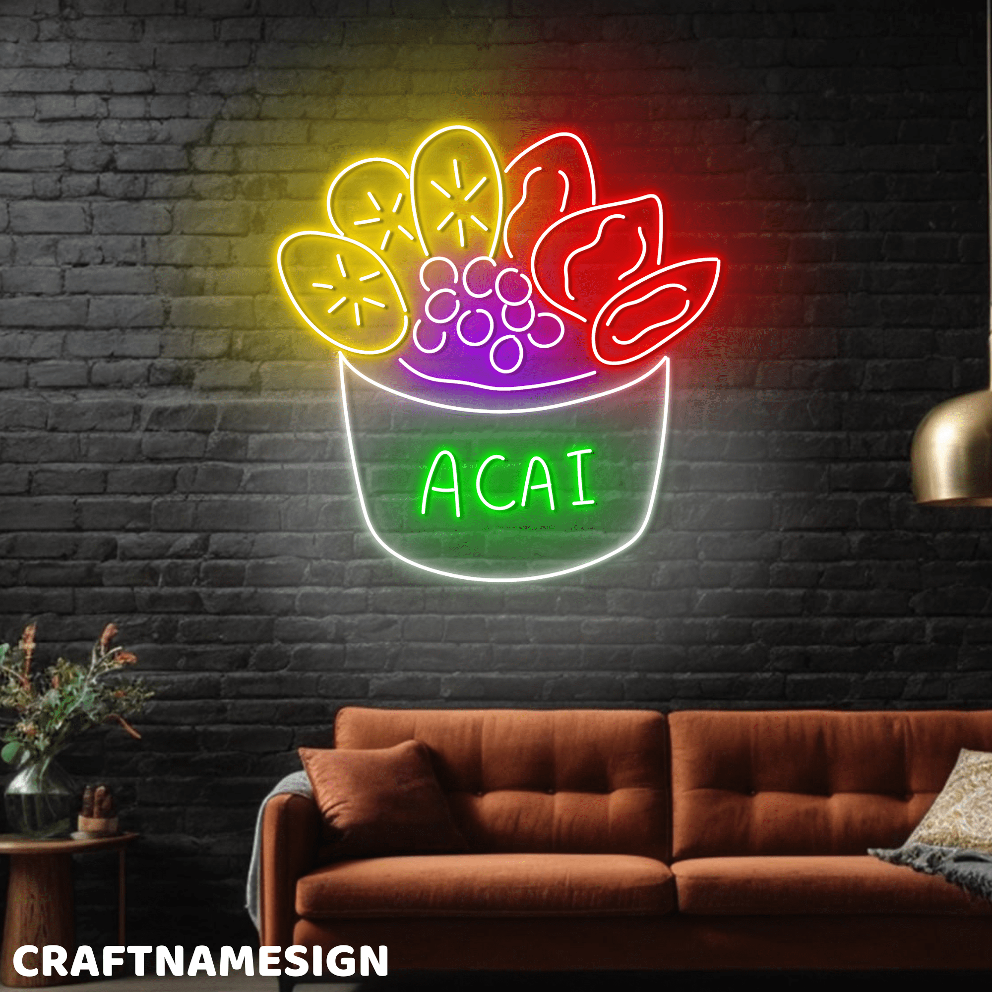 Craftnamesign Acai Bowl Neon Light For Wall Decor, Healthy Smoothie LED ...