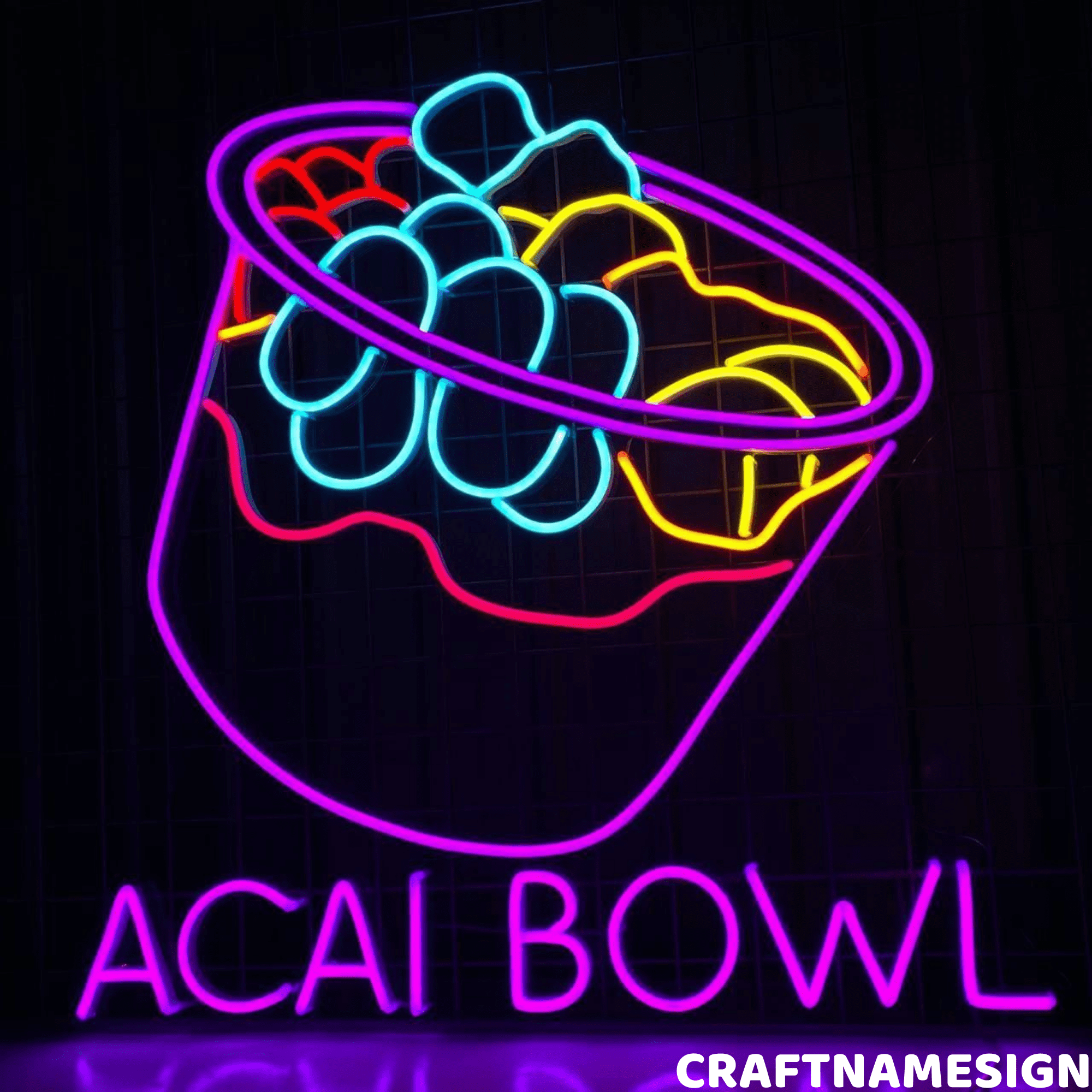 Craftnamesign Acai Bowl Neon Sign, Food Wall Art, Open Sign Wall Decor ...